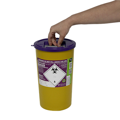 Daniels Purple Lid 5L Cytotoxic Sharps Bins - LabWorld.co.uk